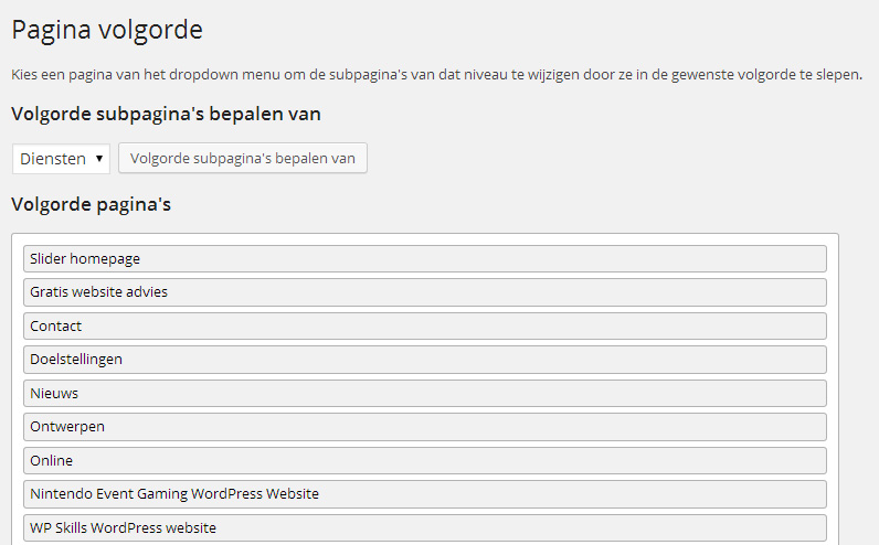 De pagina volgorde in WordPress aanpassen - WP Kennisbank