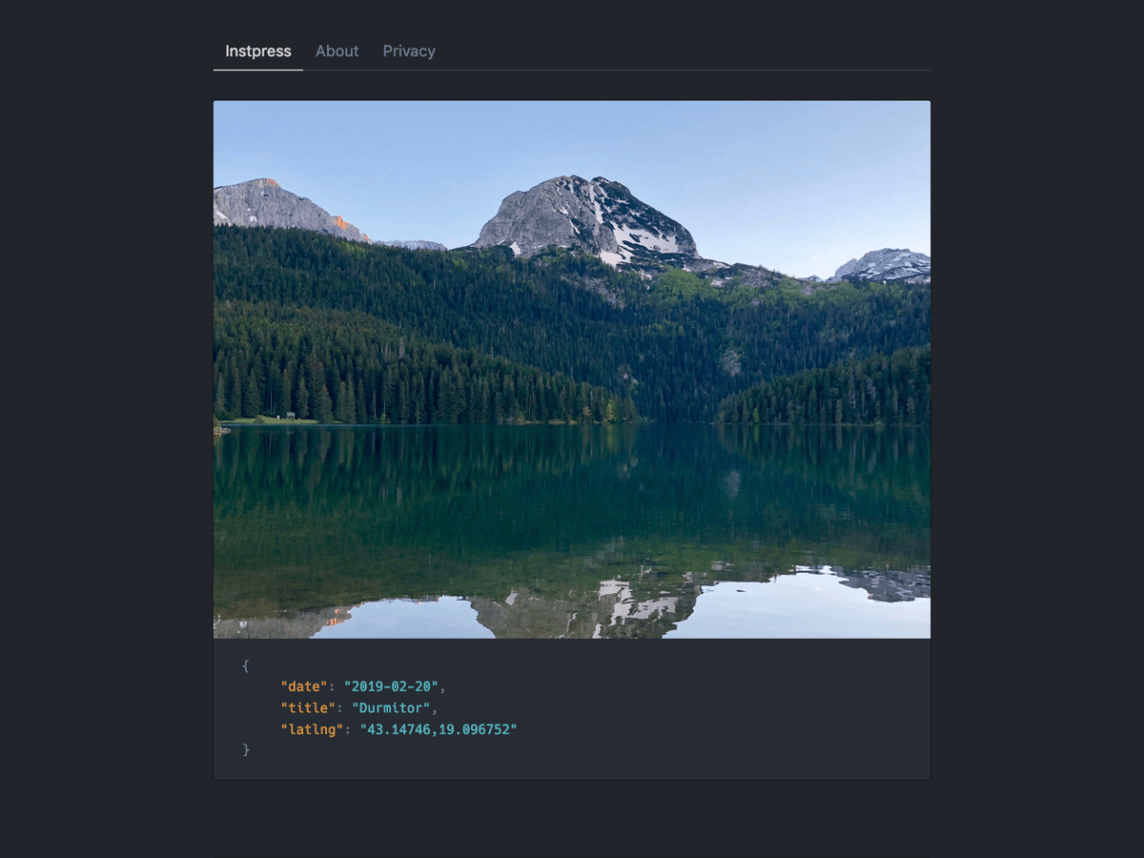 Instapress: een simpel fotoblog thema zonder poespas